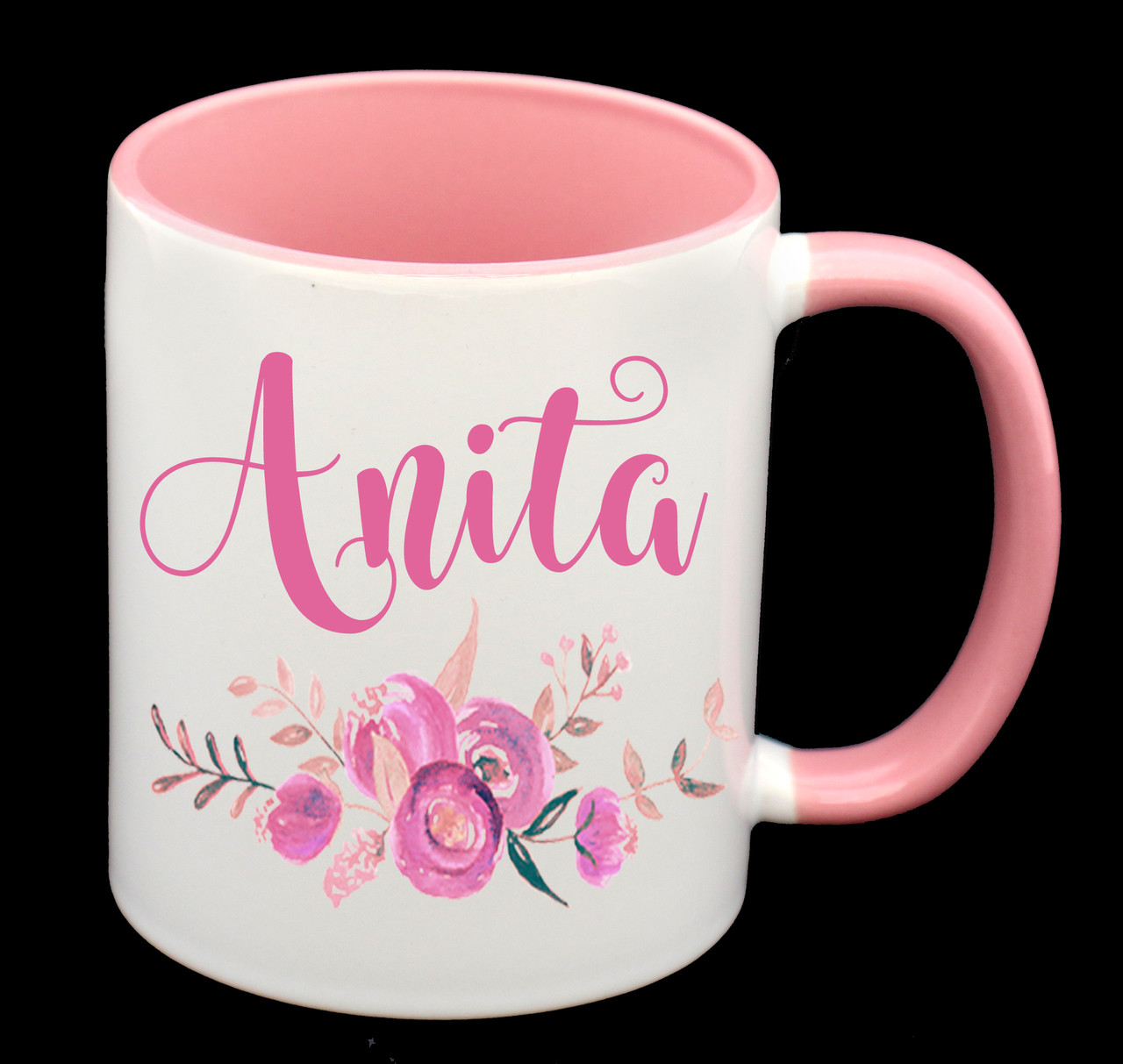 Personalised Name Floral Coffee Cup Tootsie Tees personalised-name-floral-coffee-cup-tootsie-tees