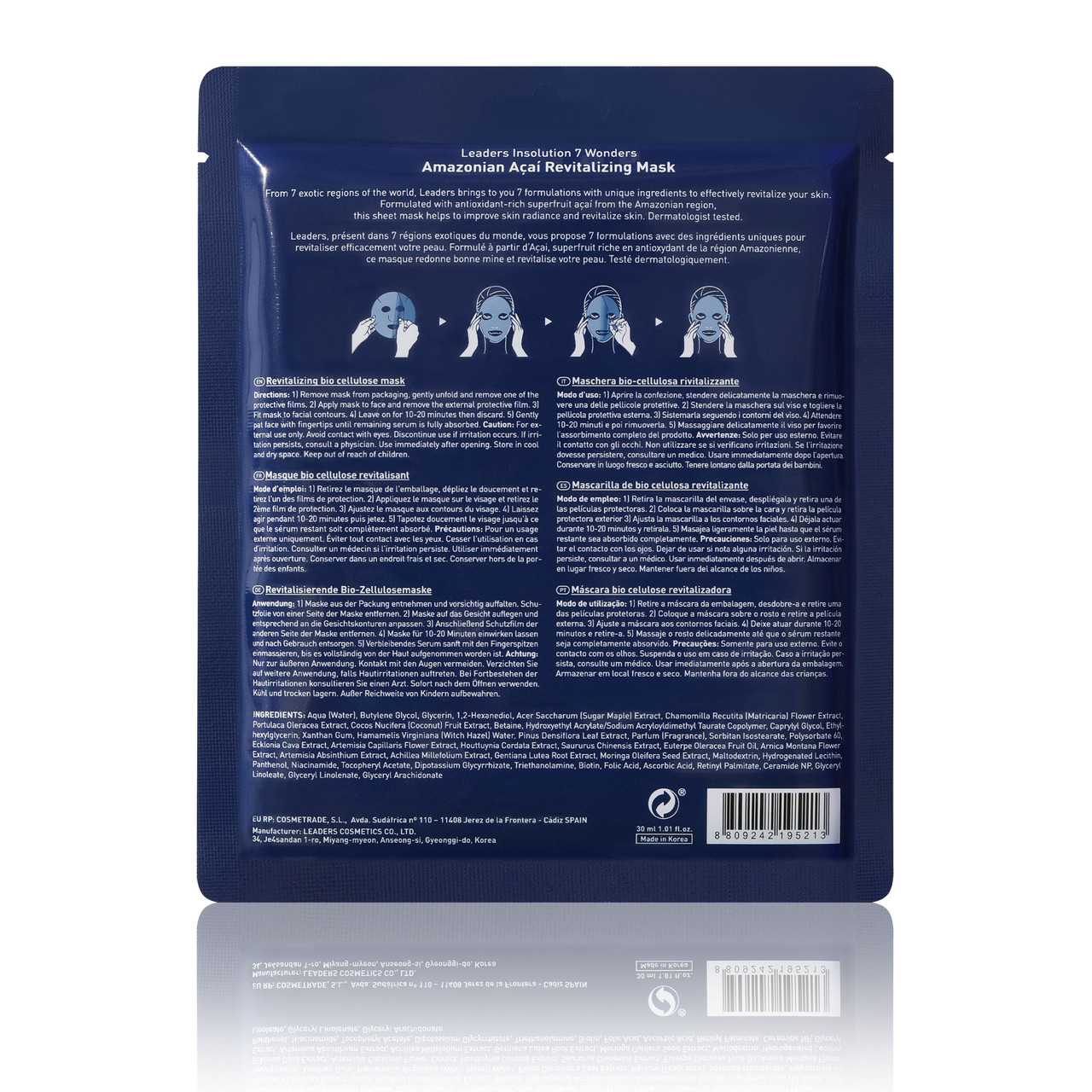 Leaders - Amazonian Acai Revitalizing Mask 3 Hydrogel Sheet Masks ...
