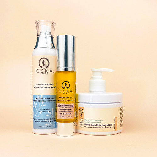 Oska Pure - Nourish & Repair Trio | Hair Mask, Leave in Treatment, Hair Oil - Beauty Bridge