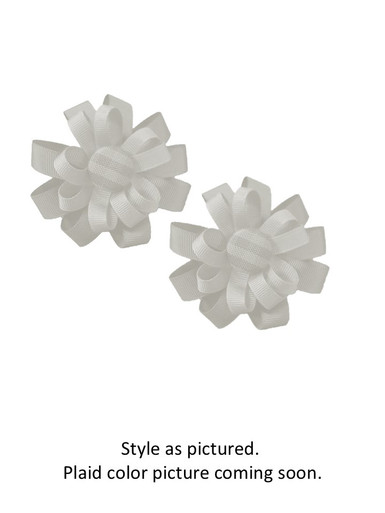 Plaid 90 - Pair of Pigtail Clippy Flower Button Bows - Educational ...