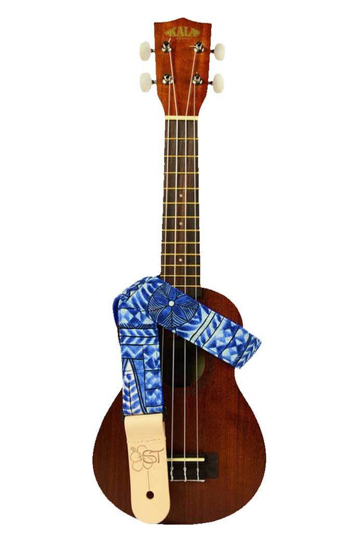 Kala Handmade Ukulele Straps - Blue Hibiscus - Island Music Co
