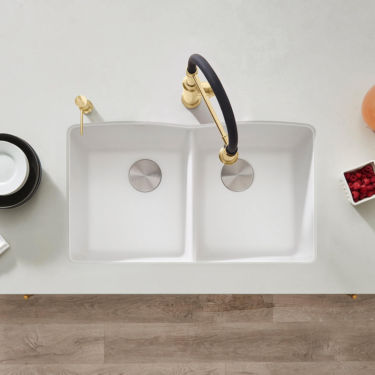 Blanco 440185 Diamond Equal Double Bowl Silgranit II- White Undermount ...