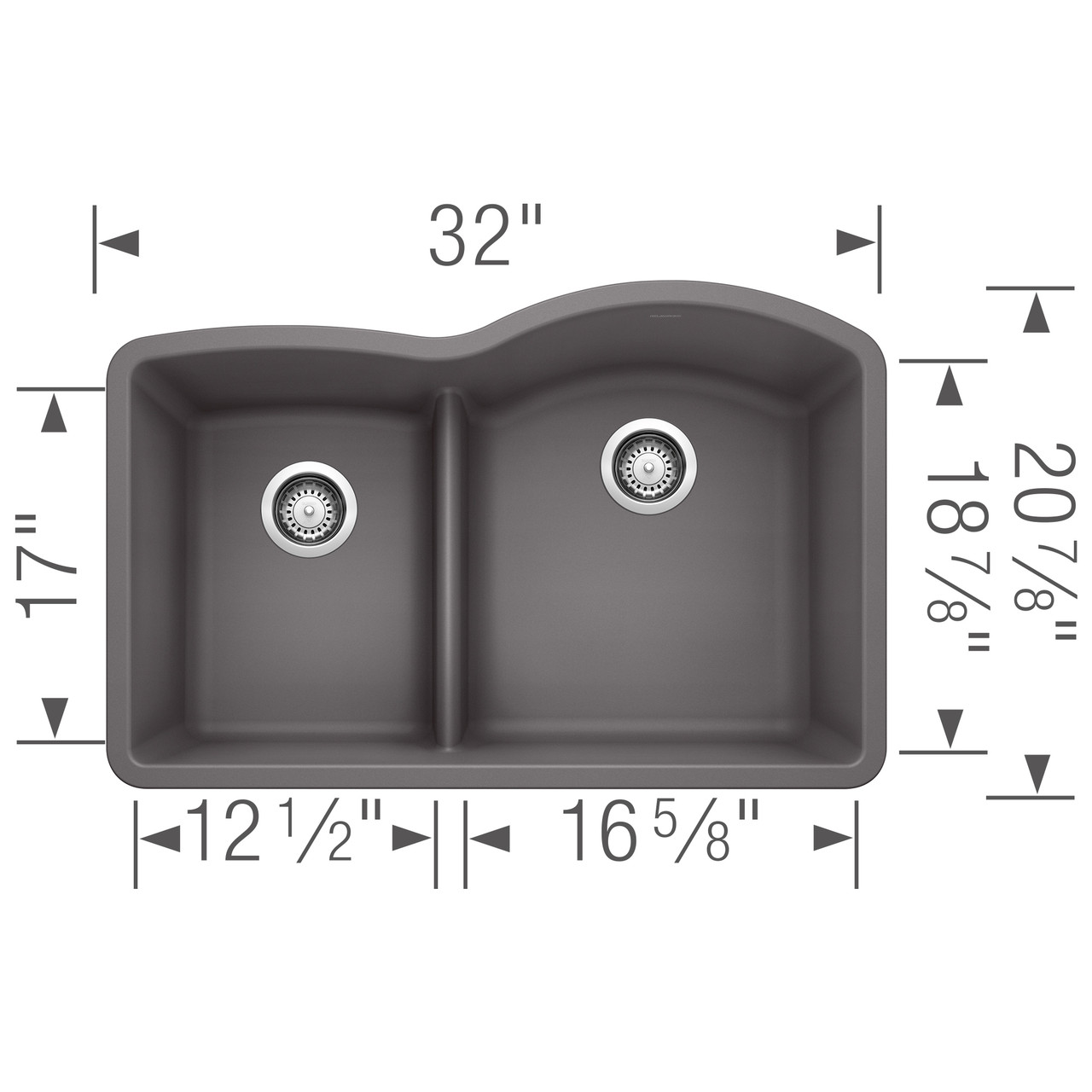 Blanco 441600 Diamond 1.75 Low Divide Undermount Reverse - Cinder