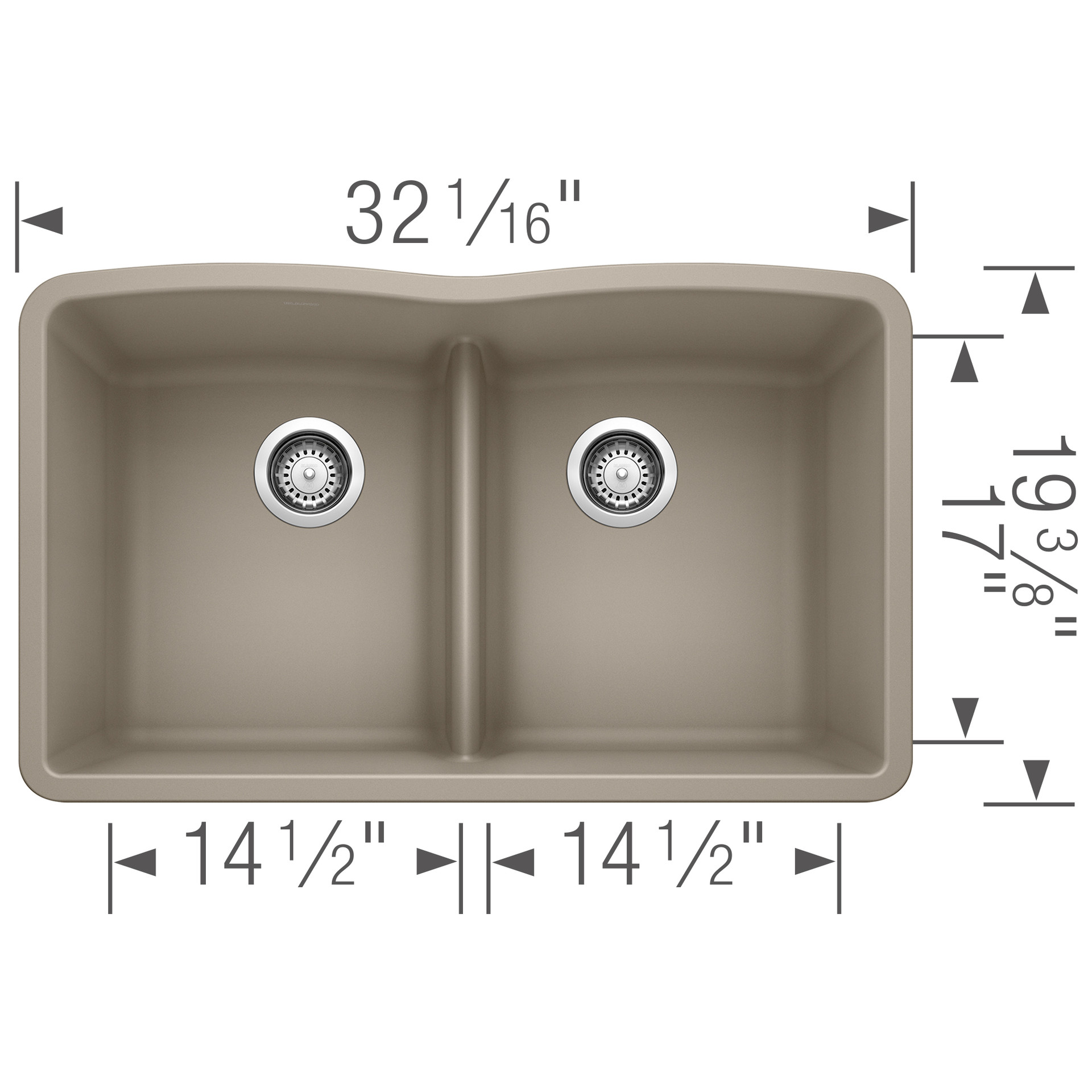 Blanco 442072 Diamond Equal Double Low Divide Undermount: Truffle
