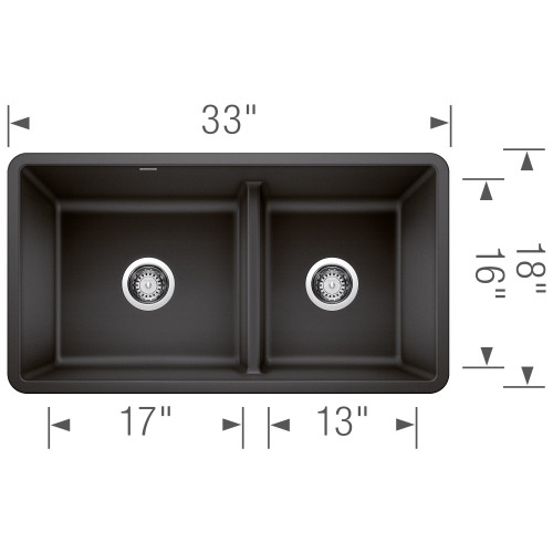Blanco 442521 PRECIS 1.75 Low Divide Undermount - Cinder