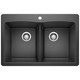 Blanco 440220 Diamond Equal Double Bowl Silgranit II- Anthracite Drop ...