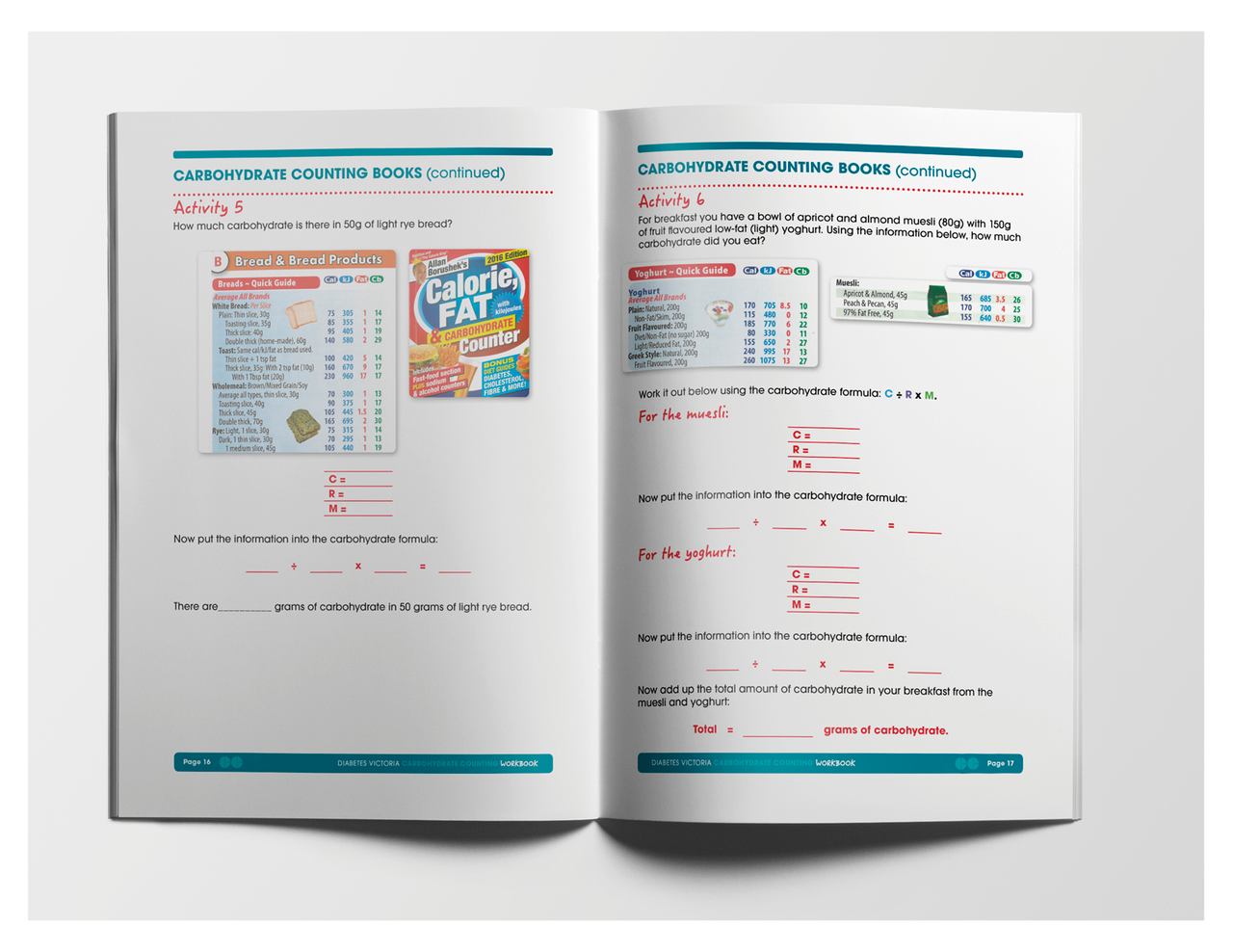 Carb Counting Workbook - Single - Diabetes Victoria