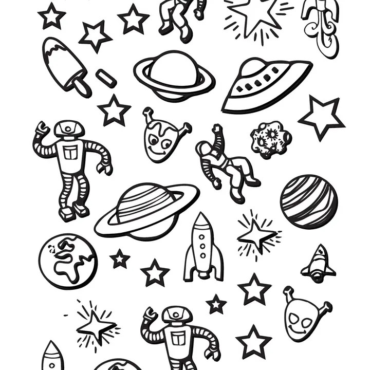 Space Robots Coloring Book - VisitNorfolk Mermaid Market