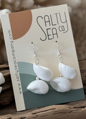 White Moon Shell Drop Earrings - VisitNorfolk Mermaid Market