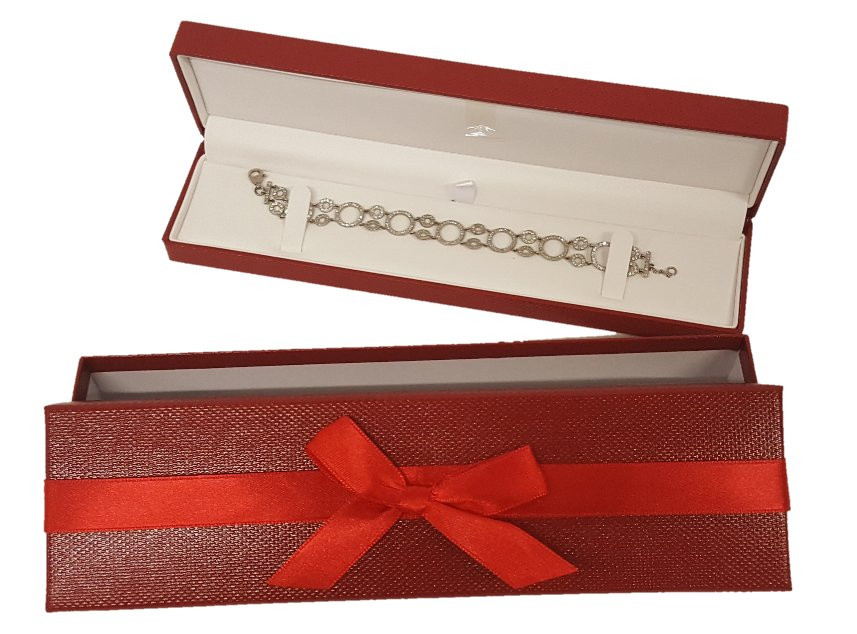 Exquisite Textured Red Bracelet Gift Box with Pre-tied Ribbon - 888 ...