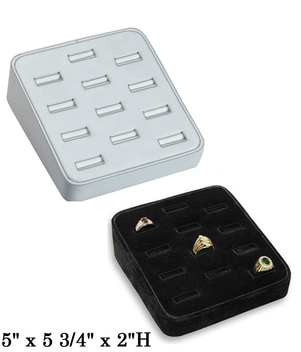 White Faux Leather 12-Slot Ring Tray Jewelry Display - 888 Display USA ...