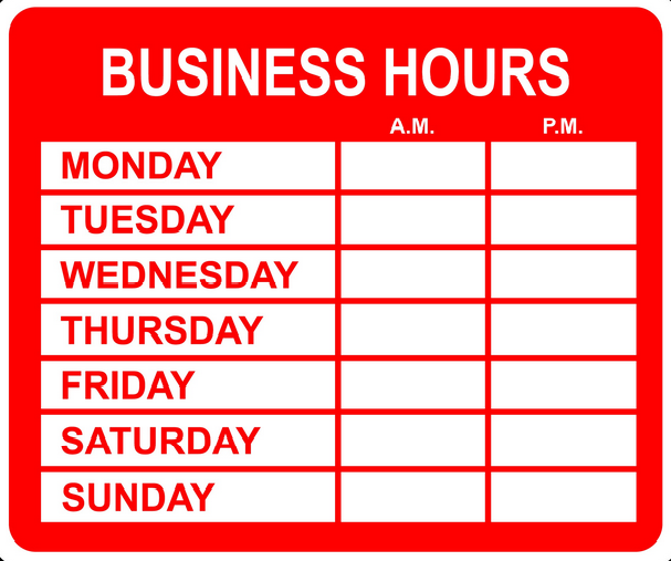 Plastic Store Business Hours Signage - 888 Display USA, Inc.