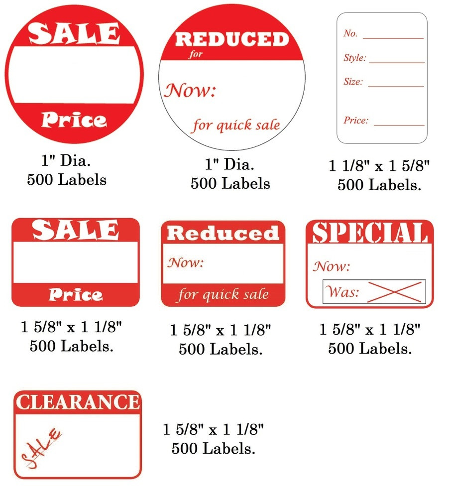 1" Self Adhesive Pre-Printed "REDUCED for Now: for quick sale" Labels ...