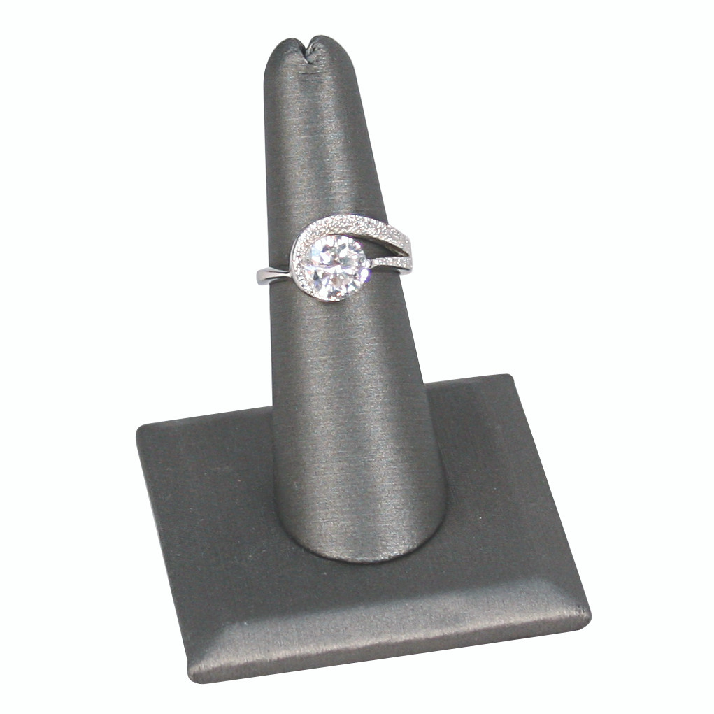Single Tall Steel Grey Faux Leather Ring Stand with Semi-Circle Base ...