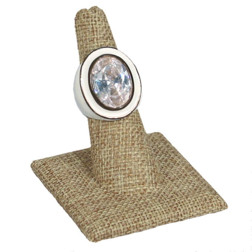 Burlap Fabric Single Ring Jewelry Stand with Square Base - 888 Display ...