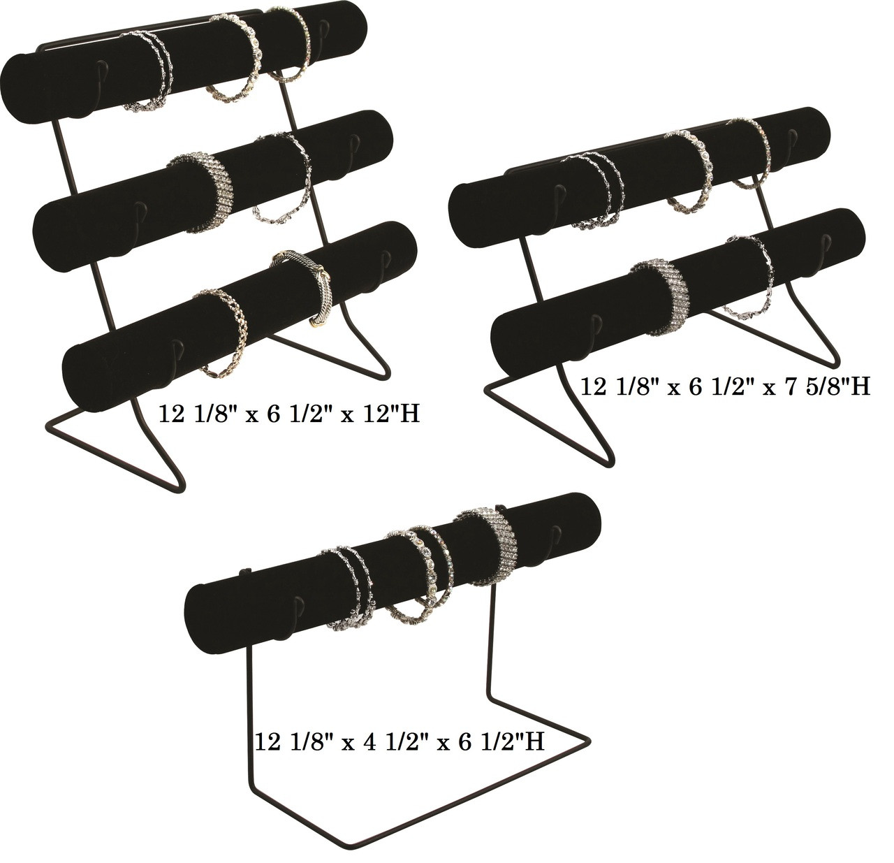 Black Velvet Double Tube Bars with Wire Base - 888 Display USA, Inc.