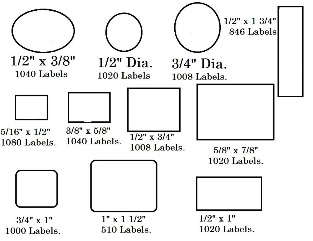 Rectangular Self Adhesive Plain Label - 1008 Labels (5/8" x 7/8") - 888 ...