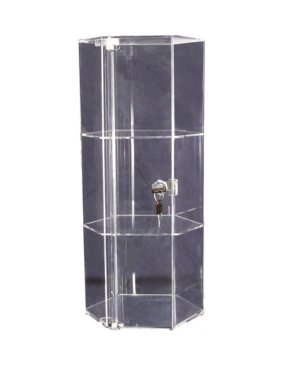 Hexagon revolving case with 3 shelves - 888 Display USA, Inc.