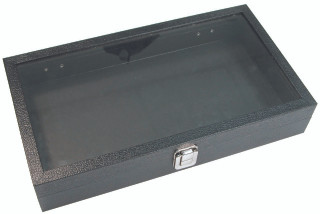 Large Deep Clear Glass Top Lid with Metal Claps Display Tray - 14 3/4 ...
