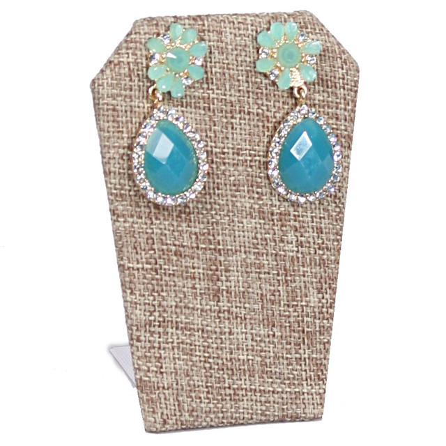 Burlap Fabric Single Large Curved Earring Display - 888 Display USA, Inc.