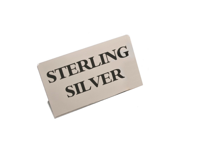 Small Metal "STERLING SILVER" Print Showcase/Showroom Sign - 1 3/4" x 1 ...