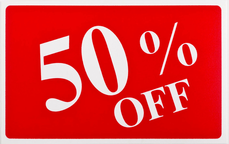 Plastic "50% OFF" Store Message Sign 11"W x 7"L - 888 Display USA, Inc.