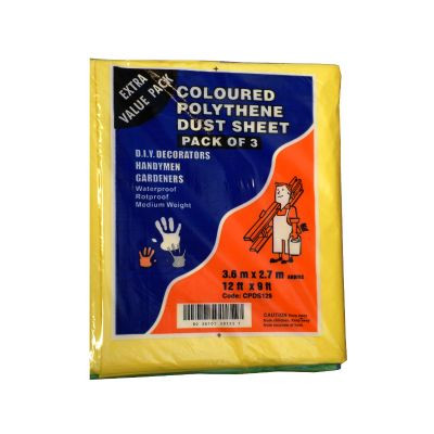 PLASTIC COLOURED DUST SHEET 2.7M X 3.6M X3