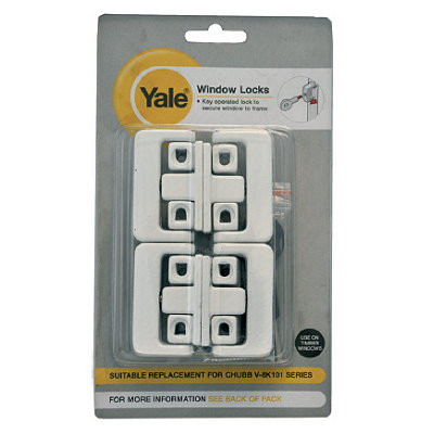 YALE TOGGLE WINDOW LOCK WHITE X4 &KEY (V-8K101-4-WE)