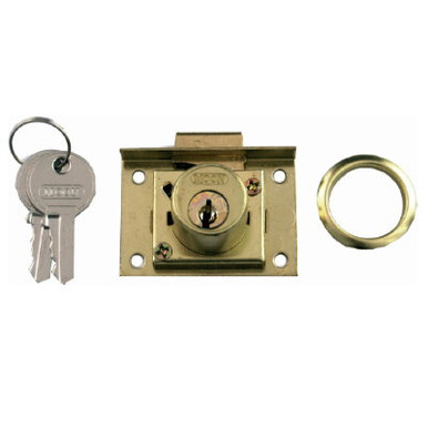 DRAWER LOCK BRASS - 63mm Pre Packed