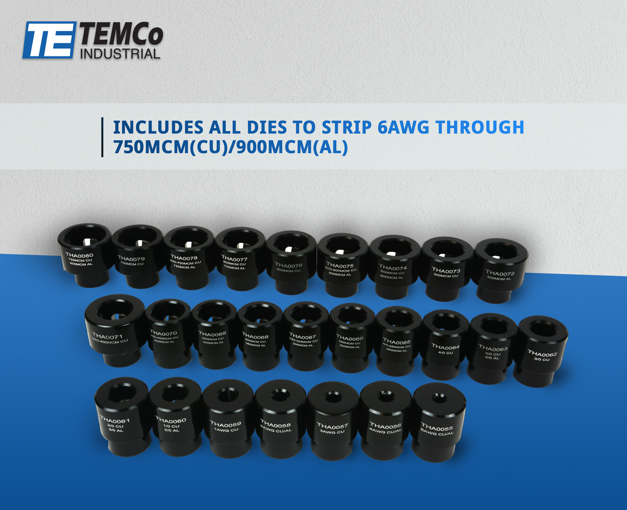 TH0410 TEMCo Rotary Cable Stripper Kit for THHN/XHHW 6 Gauge to 750 MCM ...