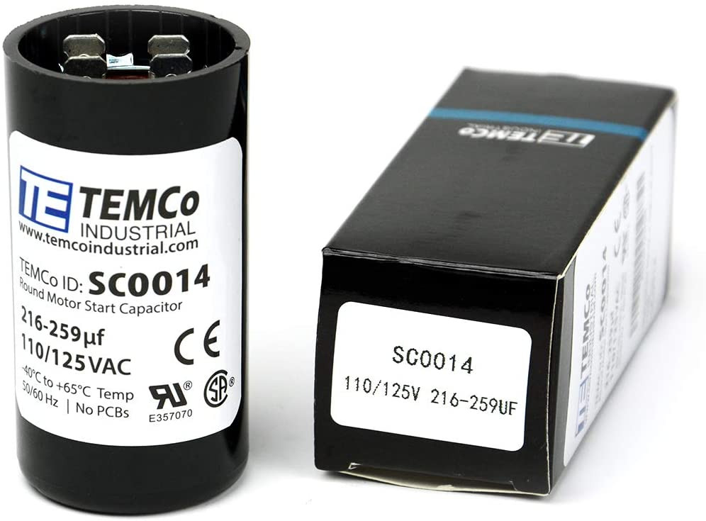 TEMCo 216-259 uF MFD CD60 Start Capacitor 110-125V AC Round | 50/60 Hz ...