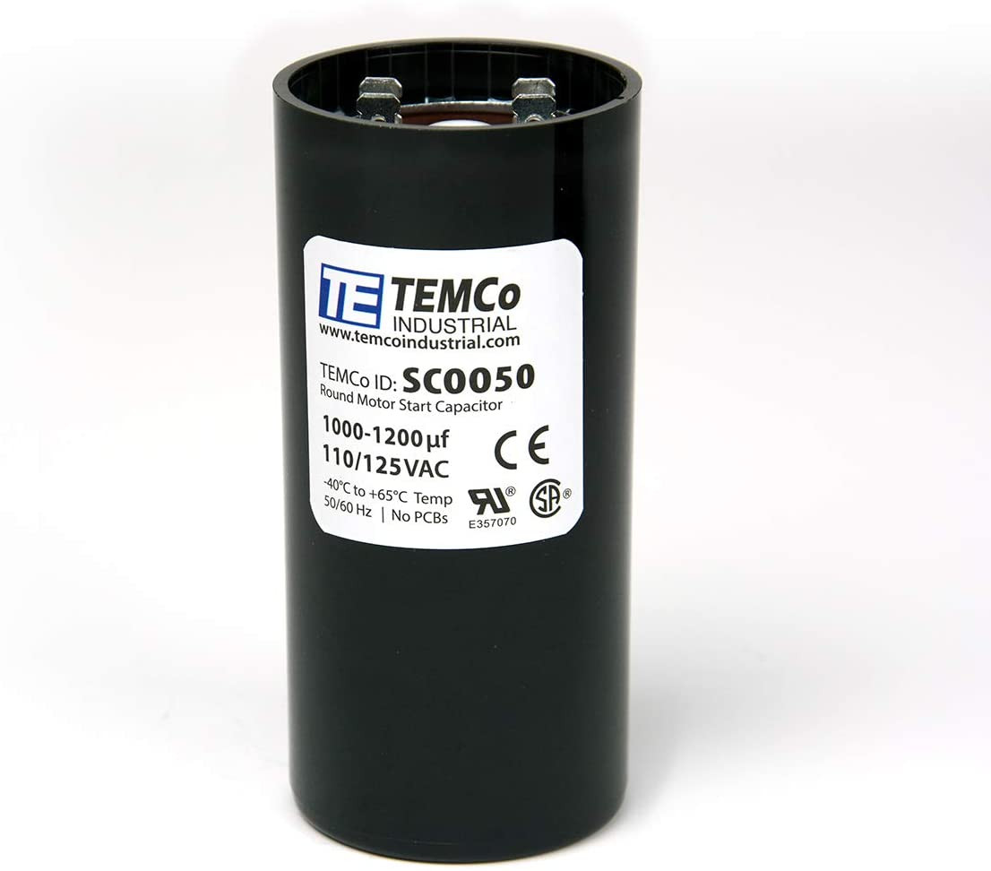 TEMCo 1000-1200 uF MFD CD60 Start Capacitor 110-125V AC Round | 50/60 ...