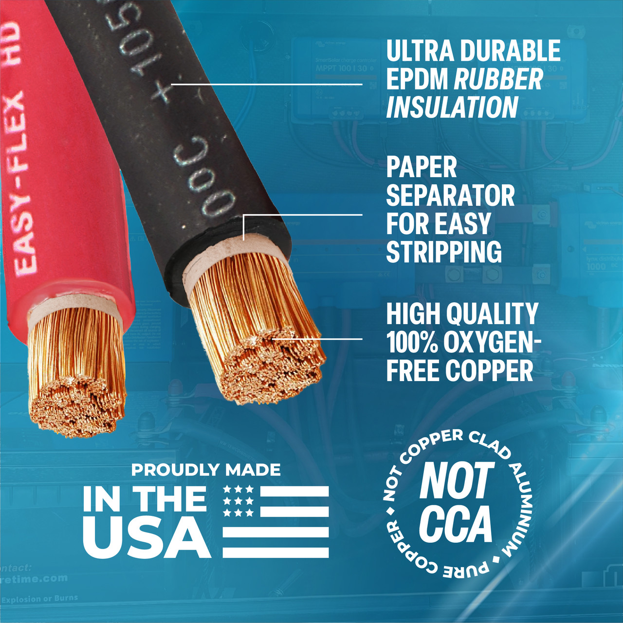 TEMCo 2 Gauge AWG 100 Ft Red Flexible Pure Copper Made in USA Welding ...