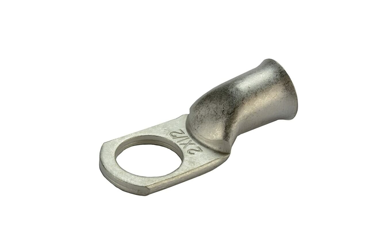 Tinned Copper Ring Terminal - 2 AWG, 1/2" Hole (10 Pack)