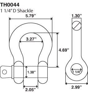 1 1/4" D Ring Bow Shackle Screw Pin Clevis 12 Ton - TEMCo Industrial