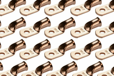 Bare Copper Ring Terminal - 2 AWG, 1/4" Hole (100 Pack)