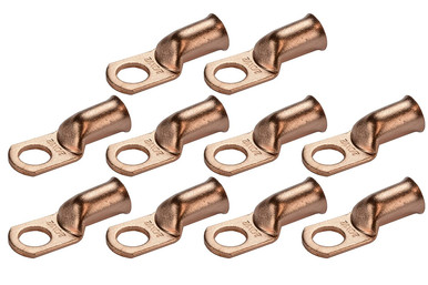 Bare Copper Ring Terminal - 2/0 AWG, 1/2" Hole (10 Pack)