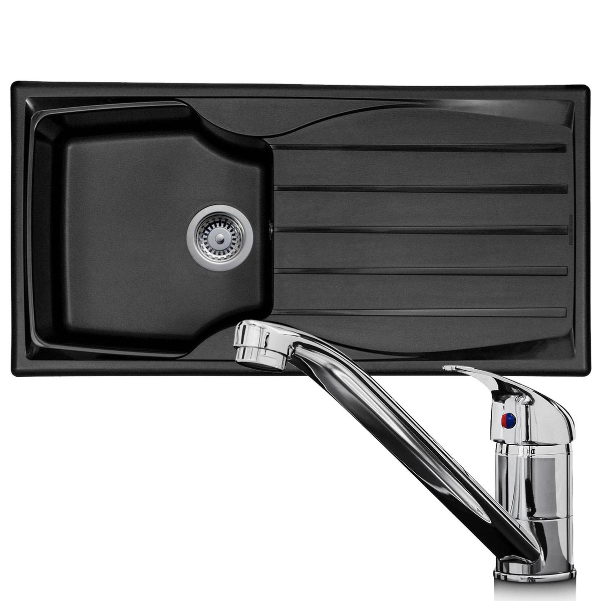 Astracast Sierra 1.0 Bowl Black Kitchen Sink & KT1 Chrome Single Lever ...