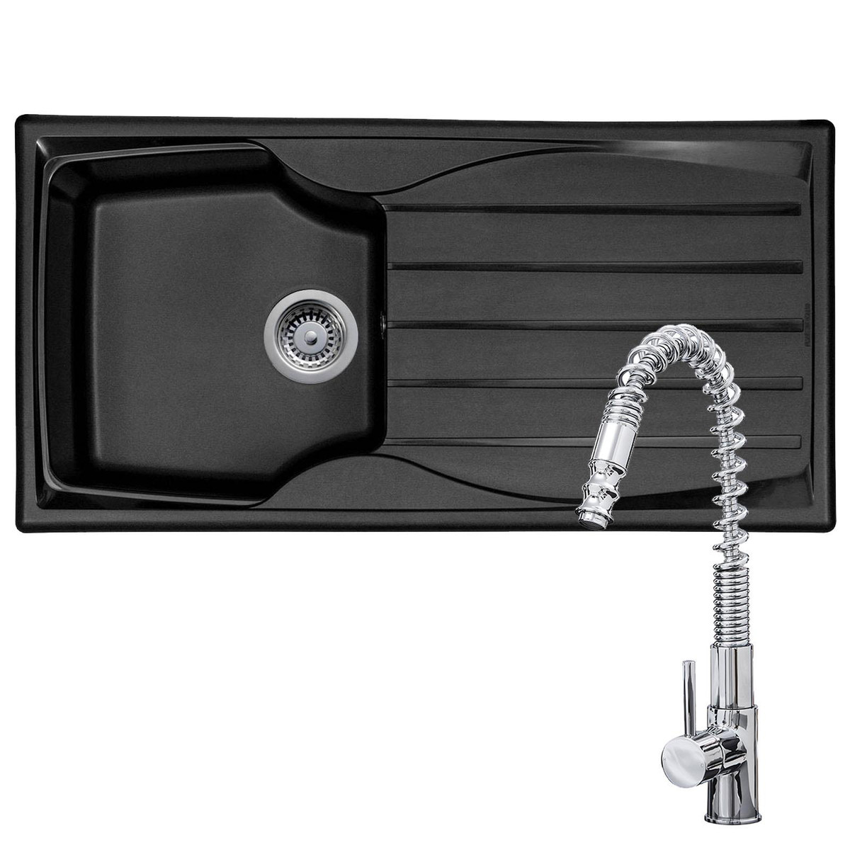 Astracast Sierra 1.0 Bowl Black Reversible Kitchen Sink & KT7 Pull-out ...