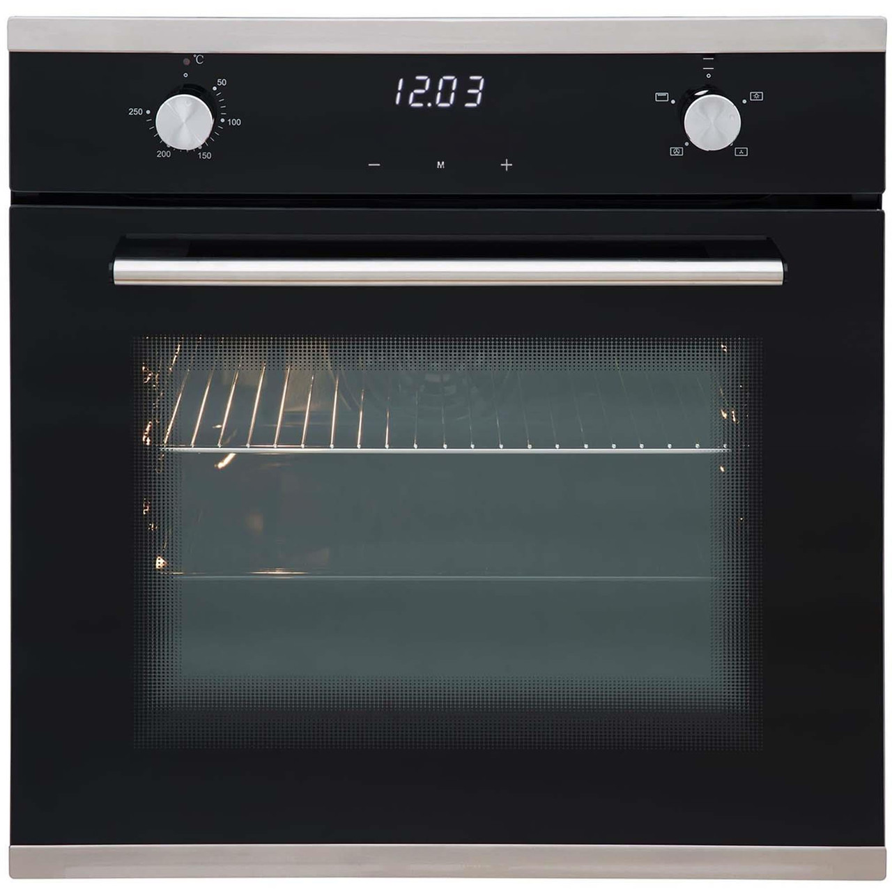 SIA 60cm Black Touch Control Single Fan Oven, 4 Burner Gas Hob & Cooker ...