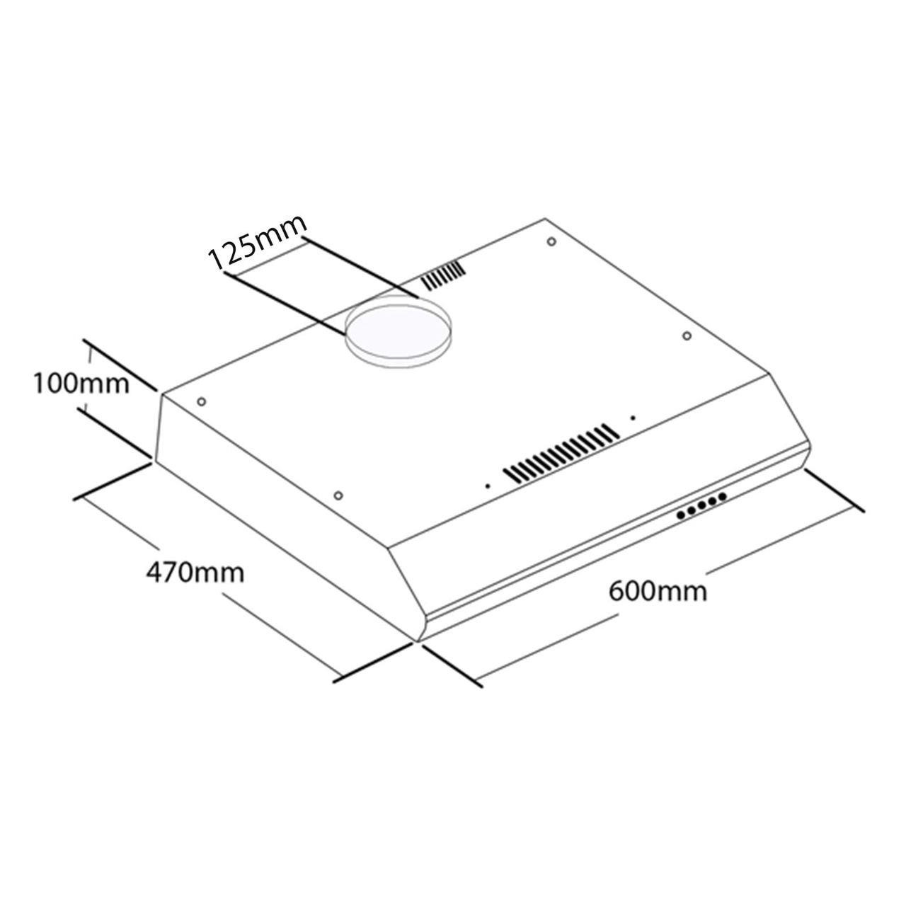 SIA STH60SI 60cm Silver Slimline Visor Cooker Hood Extractor Fan And Filter