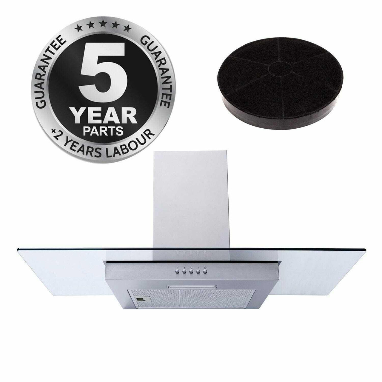 SIA FL90SS 90cm Flat Glass Stainless Steel Chimney Cooker Hood Fan And ...