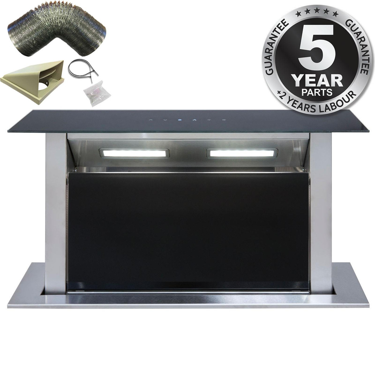 SIA DD60BL 60cm Black T/Control Downdraft Cooker Hood Extractor Fan ...