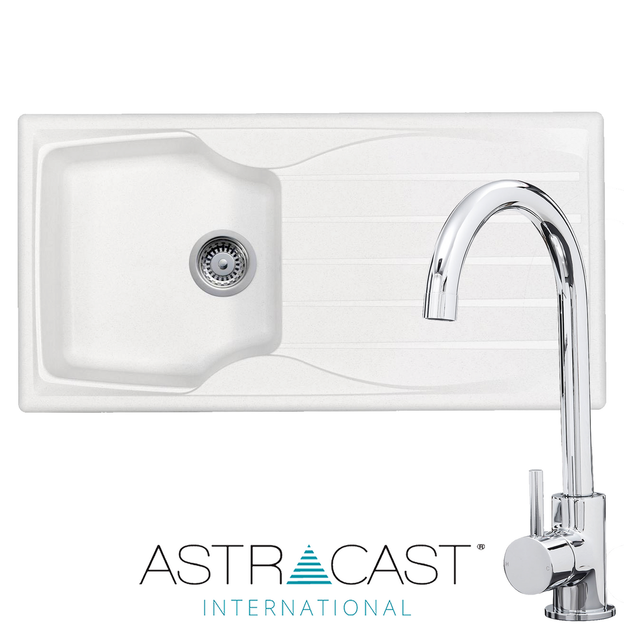 Astracast Sierra 1.0 Bowl White Reversible Kitchen Sink & KT6CH Swan ...