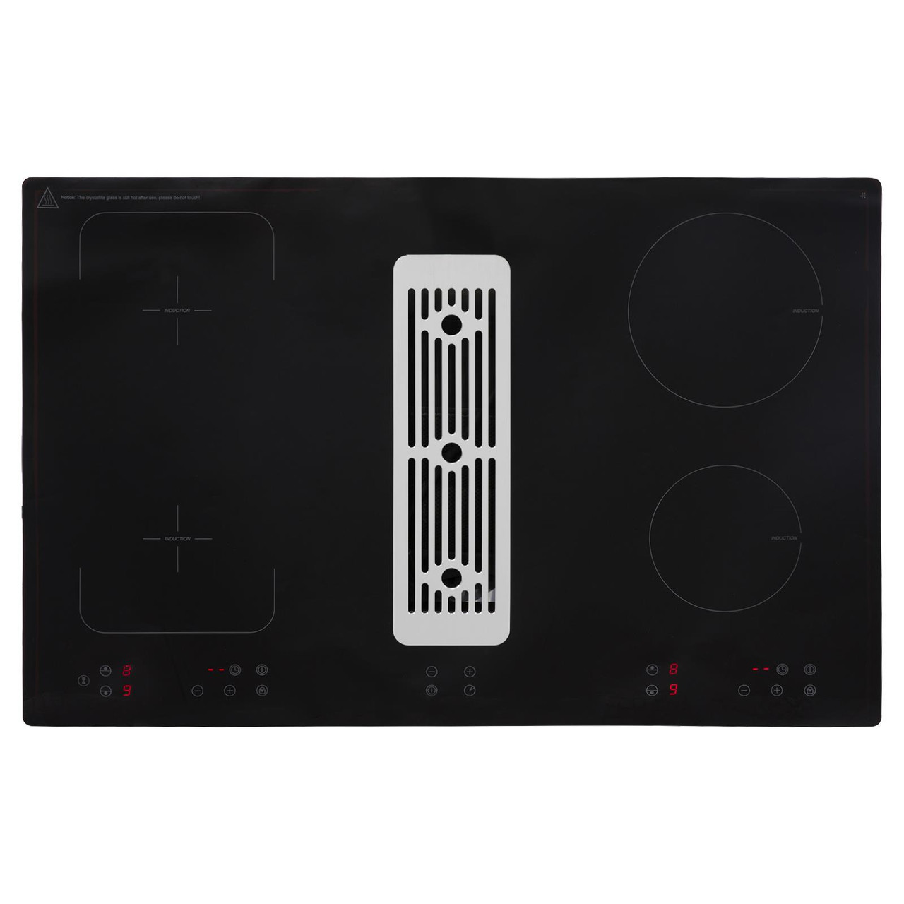 SIA 80cm Black Induction Hob With Built In Downdraft Extractor Fan & Filter