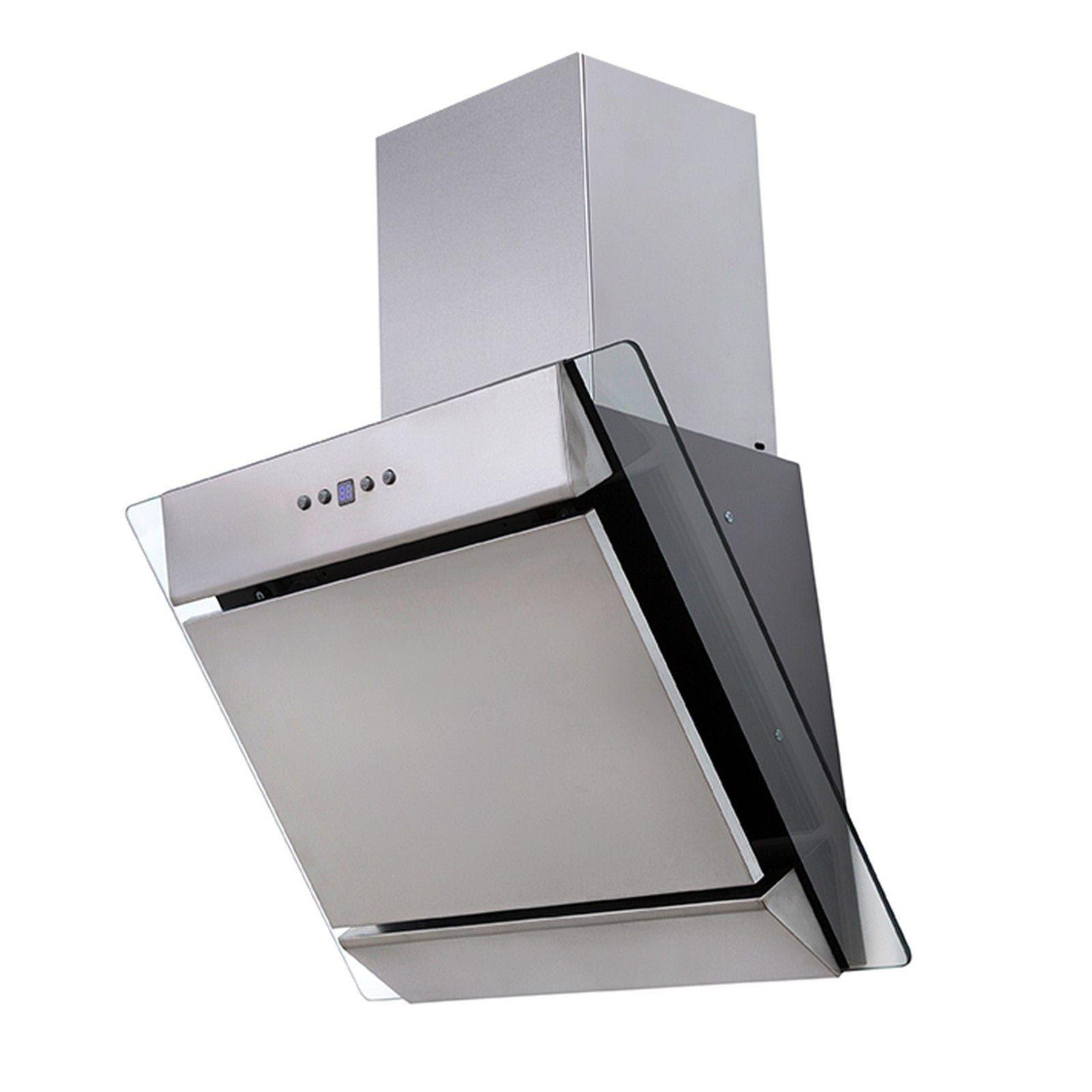 SIA 60cm Angled Stainless Steel Chimney Cooker Hood & Toughened Glass ...
