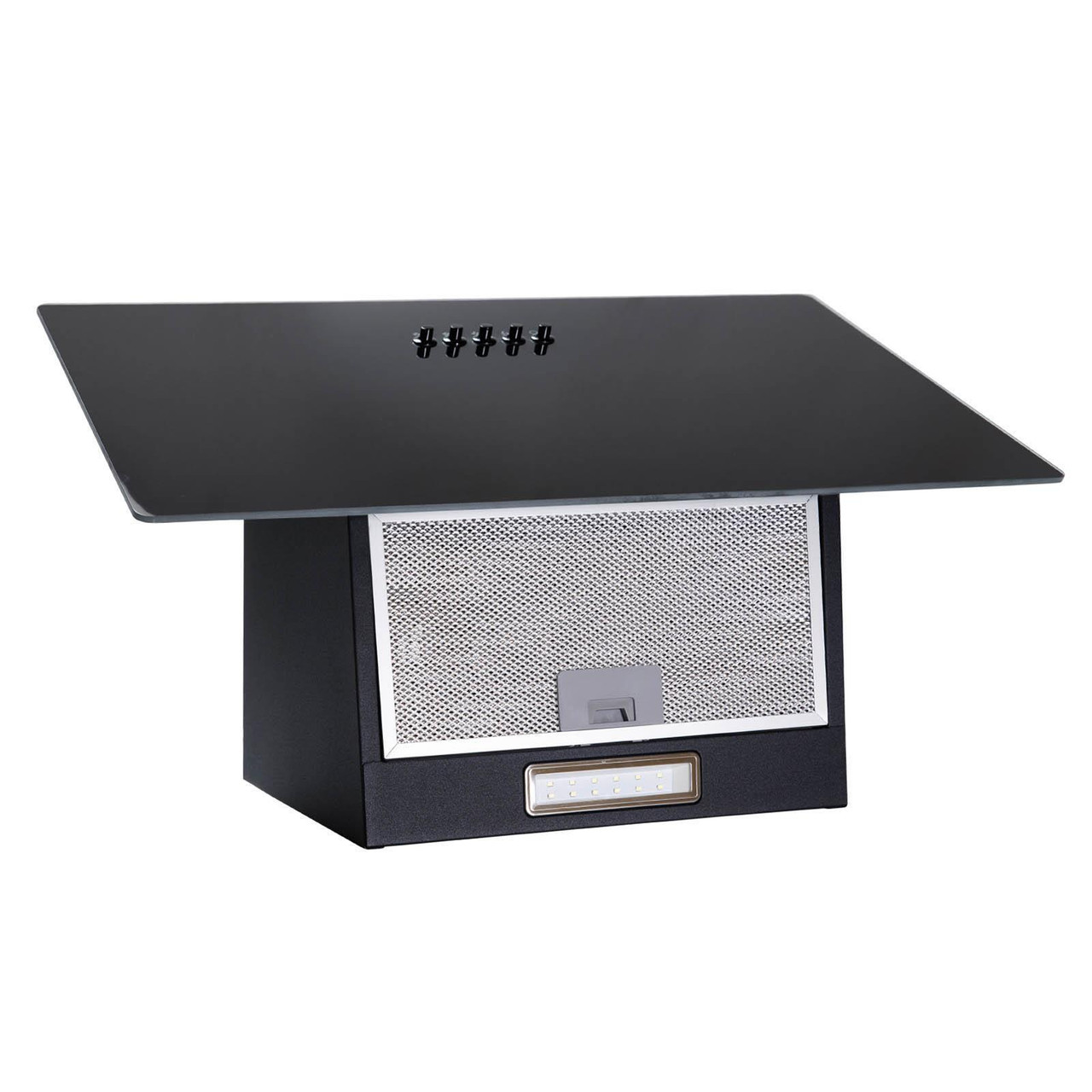 70cm Glass Cooker Hood Black Angled Chimney Extractor Fan - SIA AH70BL