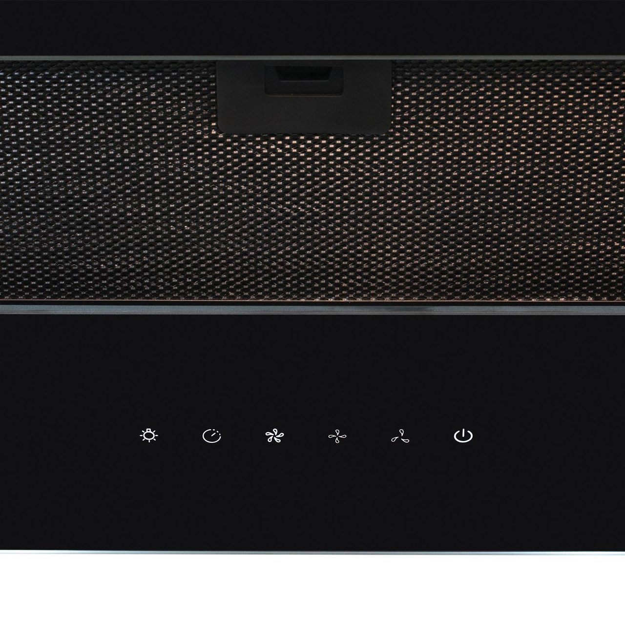 60cm Black Cooker Hood Angled Extractor Fan with Sliding Glass Panel ...