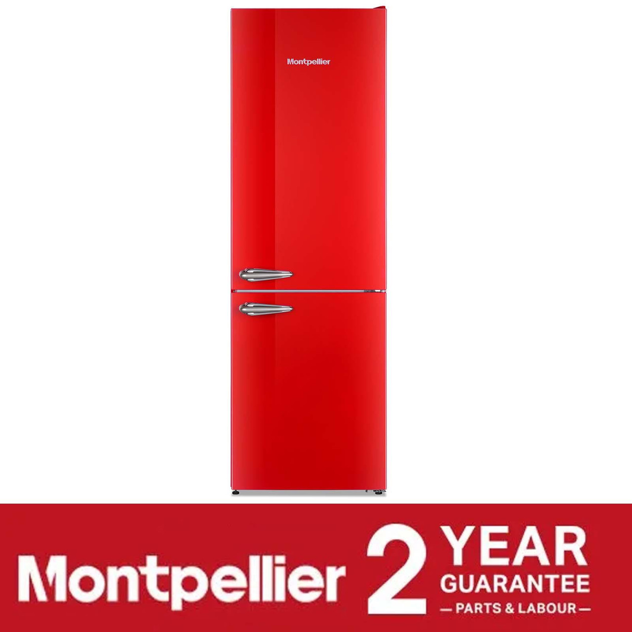Montpellier MAB386R Red Retro No Frost Freestanding Fridge Freezer 60/ ...