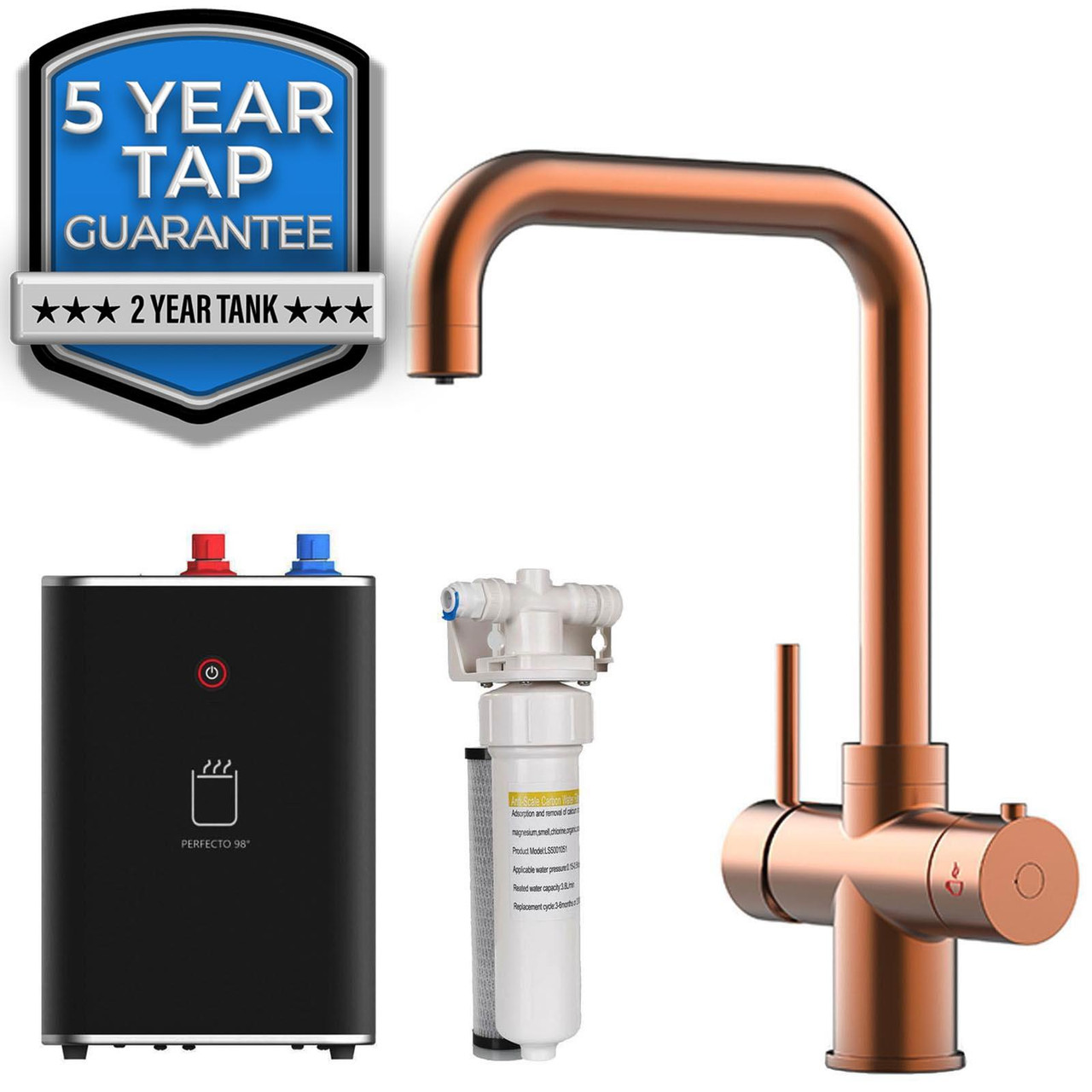 SIA BWT340CU Copper 3-in-1 Instant Boiling Hot Water Tap Including Tank ...